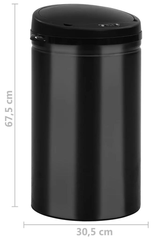 vidaXL Odpadkový koš s automatickým senzorem 40 l uhlíková ocel černý