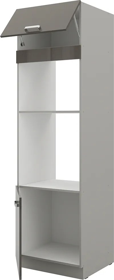 GREY gr | vysoká skříňka 60 DPM-210 2F na vestavnou troubu a mikrovlnku | 60 cm | světle šedá/tmavě šedá lesk