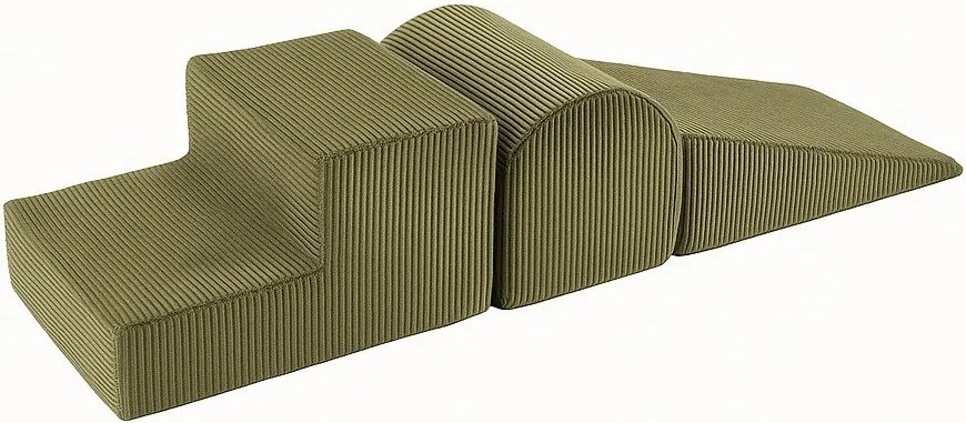 Khaki manšestrové pěnové hřiště 3 ks výška 30 cm 45x143 cm – Meowbaby