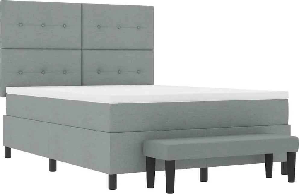 Postel s boxspringem s čelo Světle šedá 160 x 200 cm textil 3344079