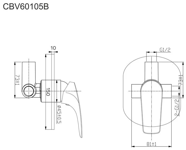Mereo Eve sprchová podomítková baterie bez přepínače Mbox oválný kryt mosaz chrom CBV60105B