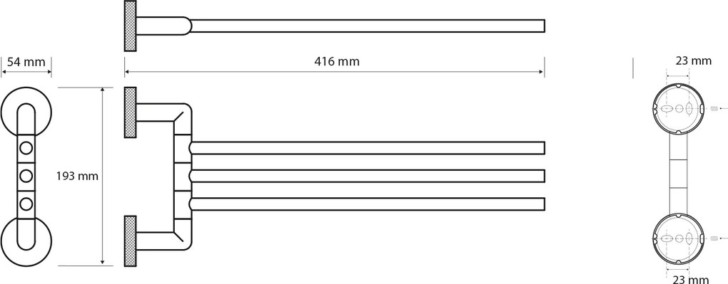 Sapho Sapho, LARISSA trojitý držák ručníků otočný 350mm, chrom, WS022