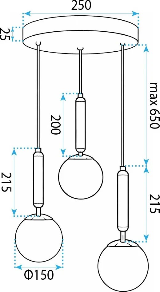 Toolight Rea, ZÁVĚSNÁ STROPNÍ LAMPA G179-3CP GOLD, OSW-07823