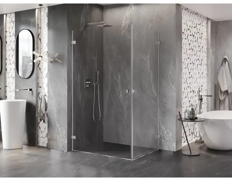 Mexen Lunar-B Duo, výklopný sprchový kout 100 x 70 cm, 8mm čiré sklo, chromový profil, 832-100L-070P-01-00