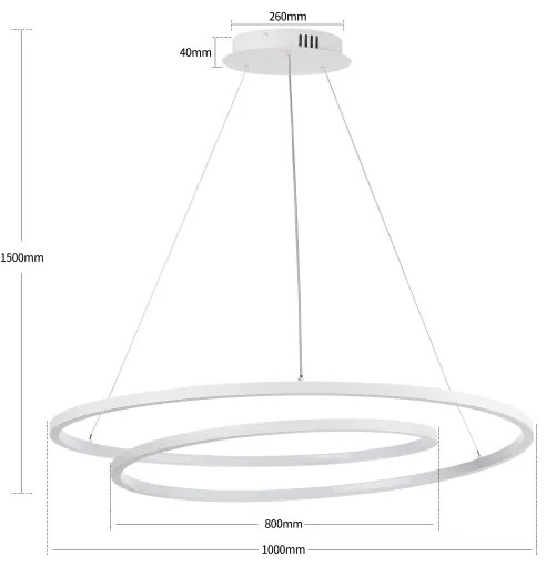 Brilagi-LED Stmívatelný lustr na lanku TWISTER LED/105W/230V pr. 100 cm bílá+DO