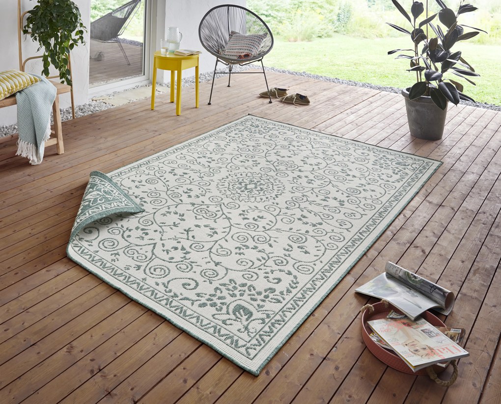 NORTHRUGS - Hanse Home koberce Kusový koberec Twin Supreme 103865 Leyte Green/Cream – na ven i na doma - 160x230 cm