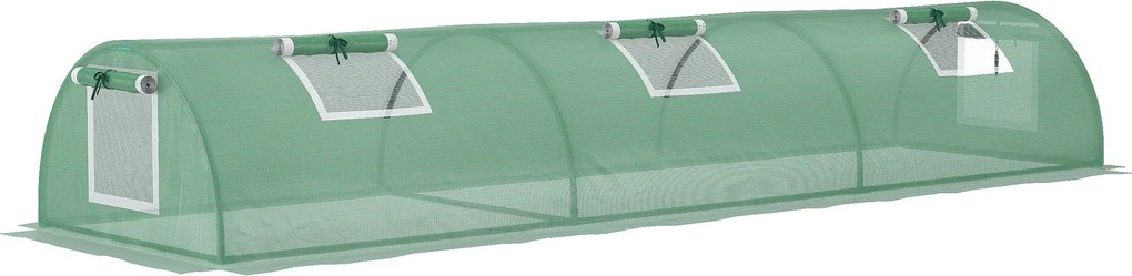 Fóliový skleník Outsunny mini tunelový skleník 300x80x45cm s PE fólií odolnou proti UV záření a oknem ze síťoviny v zelené barvě pro pěstování rostlin