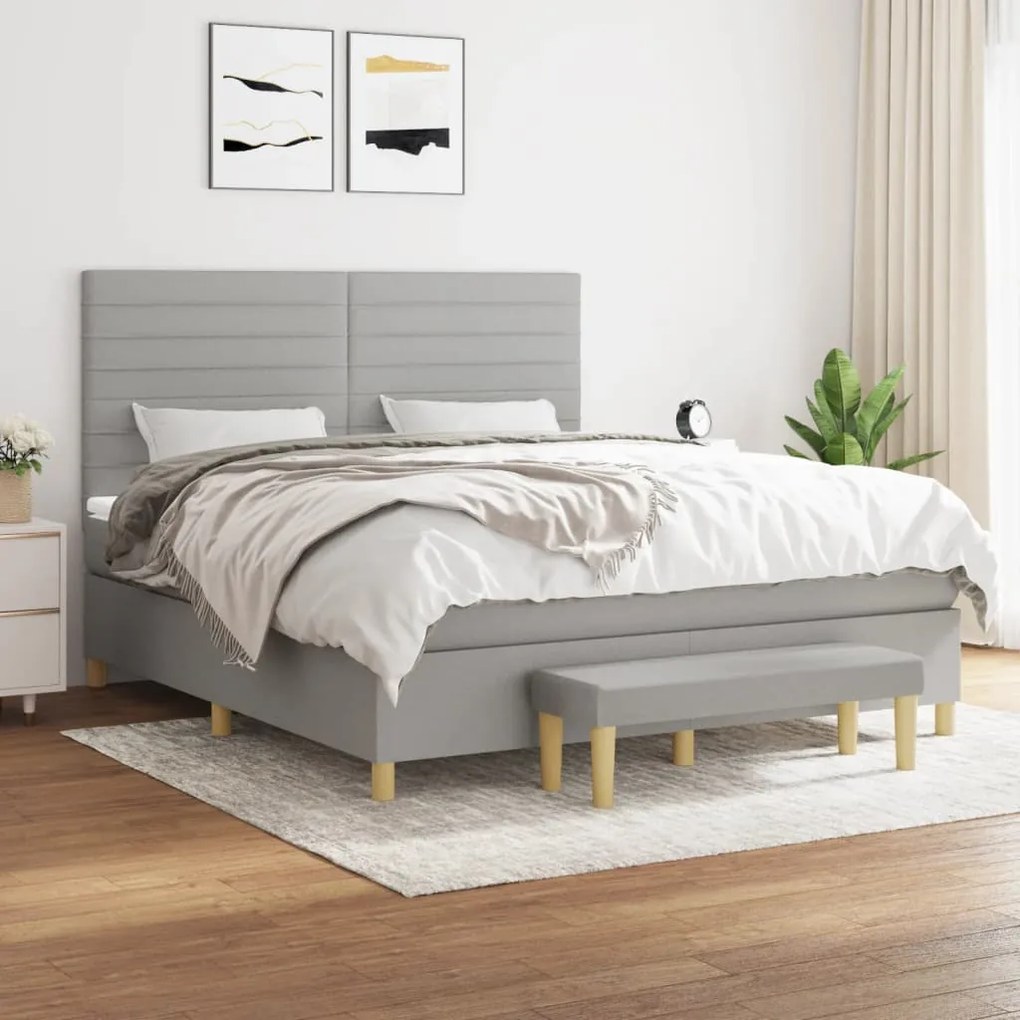 Box spring postel s matrací světle šedá 180 x 200 cm textil 3137253