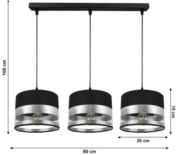 Lustr na lanku MILO 3xE27/60W/230V stříbrná/černá