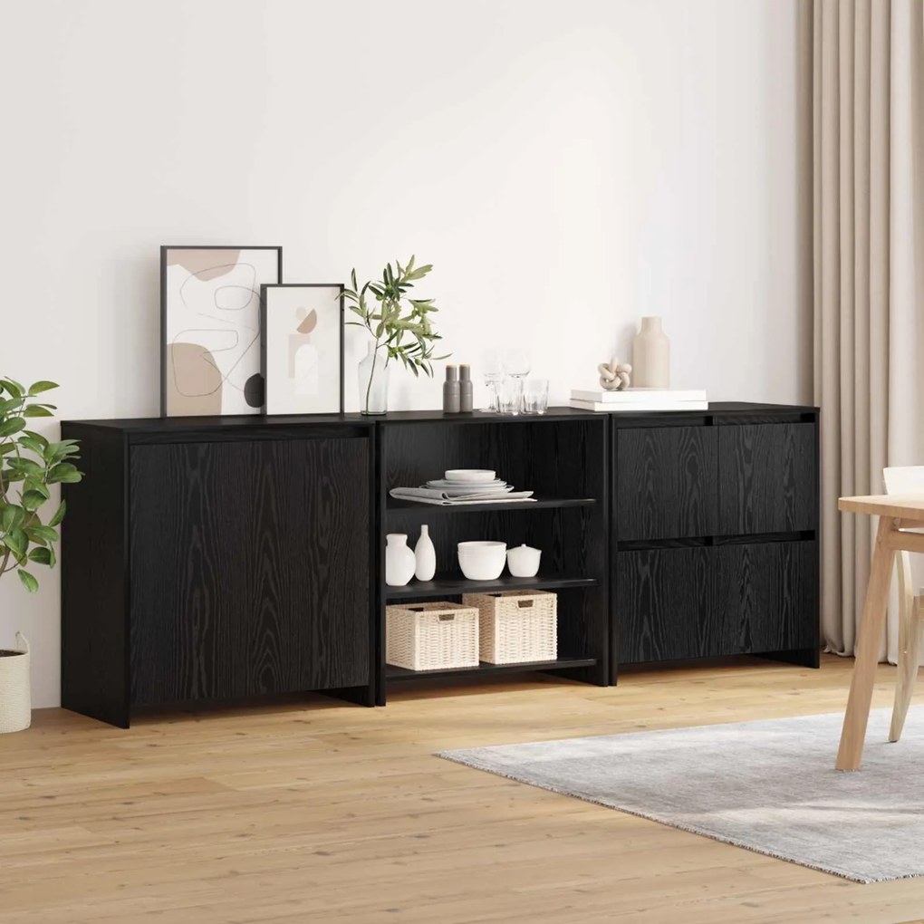 Servírovací skříň 3 ks Černý dub 70 x 41 x 75 cm 3393157