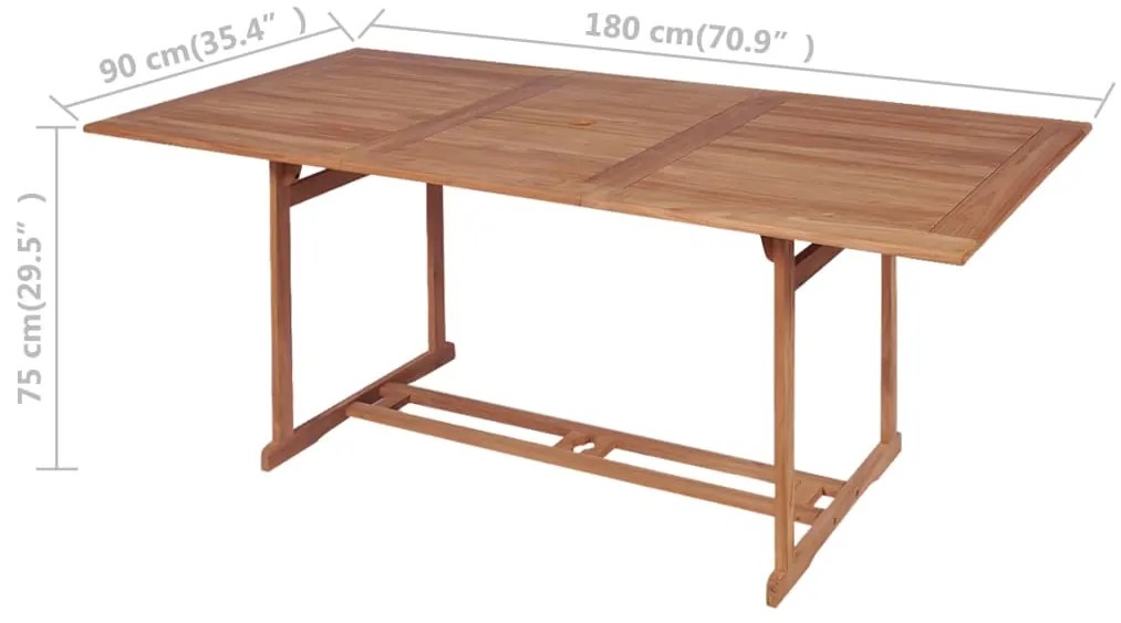 vidaXL Marketos Zahradní stůl 180 x 90 x 75 cm masivní teakové dřevo