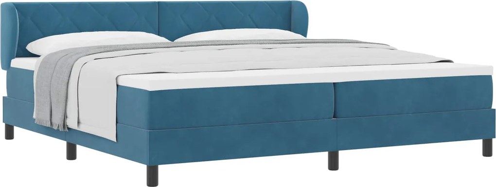 Postel s boxspringem s čelo Tmavě moddrá 200 x 200 cm samet 3340464