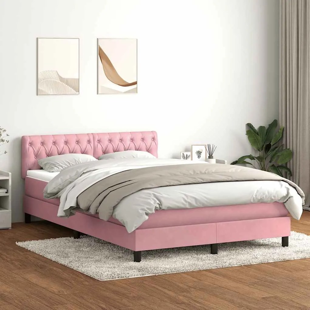Box spring postel s matrací růžová 160x210 cm samet 3316508