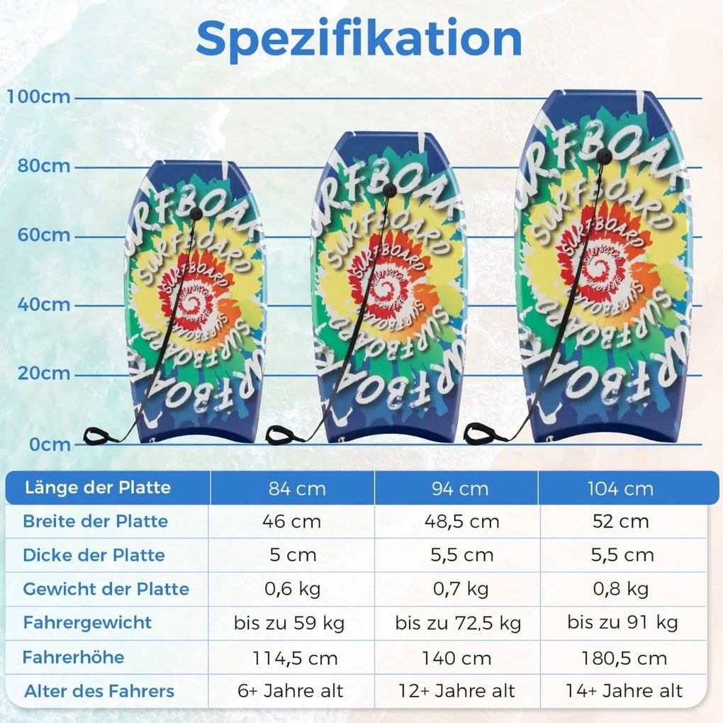 Costway 84 cm dlouhé bodyboard pro děti s jádrem EPS a XPE palubou a spodním