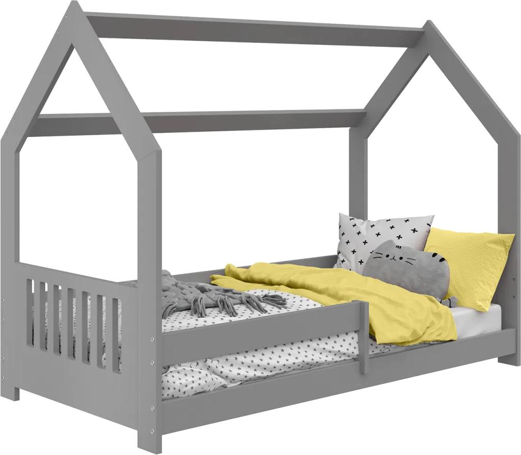 AMI nábytek Dětská postel DOMEČEK D5E 160 x 80 cm masiv šedá