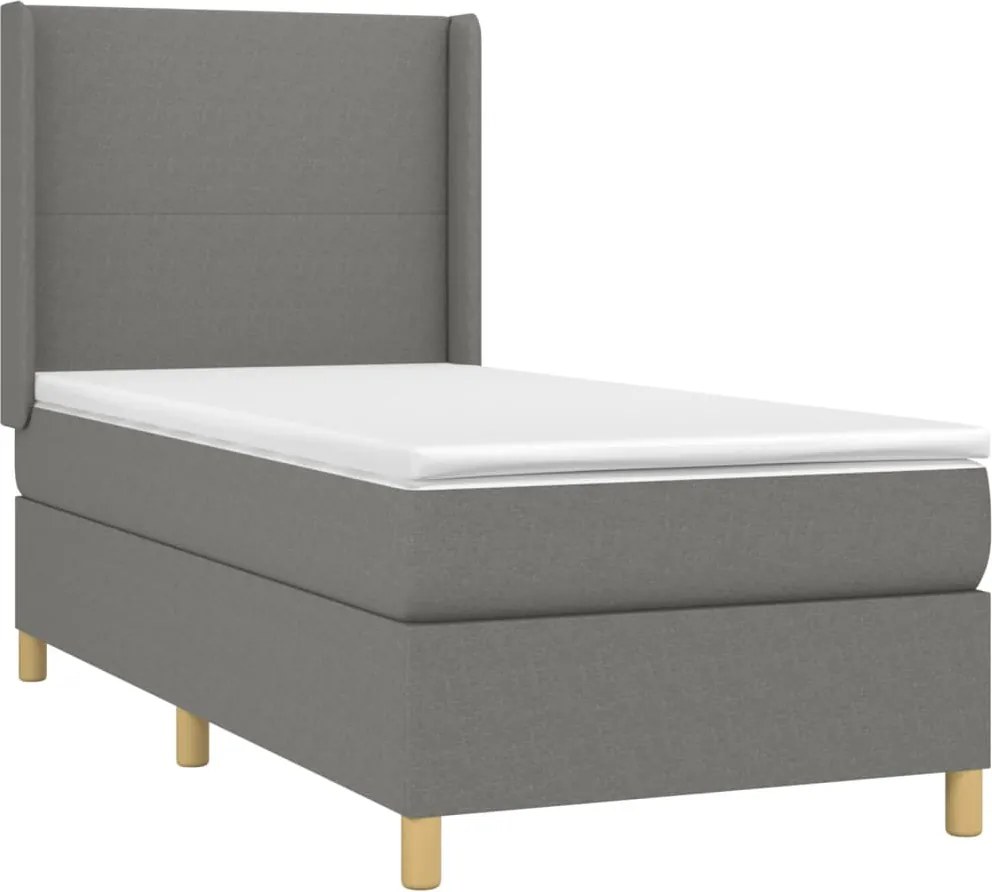 Box spring postel s matrací a LED tmavě šedá 90x200 cm textil 3138686