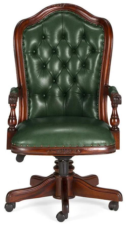 Massive home | Anglická kancelářská židle Windsor zelená masiv mahagon MH0941W
