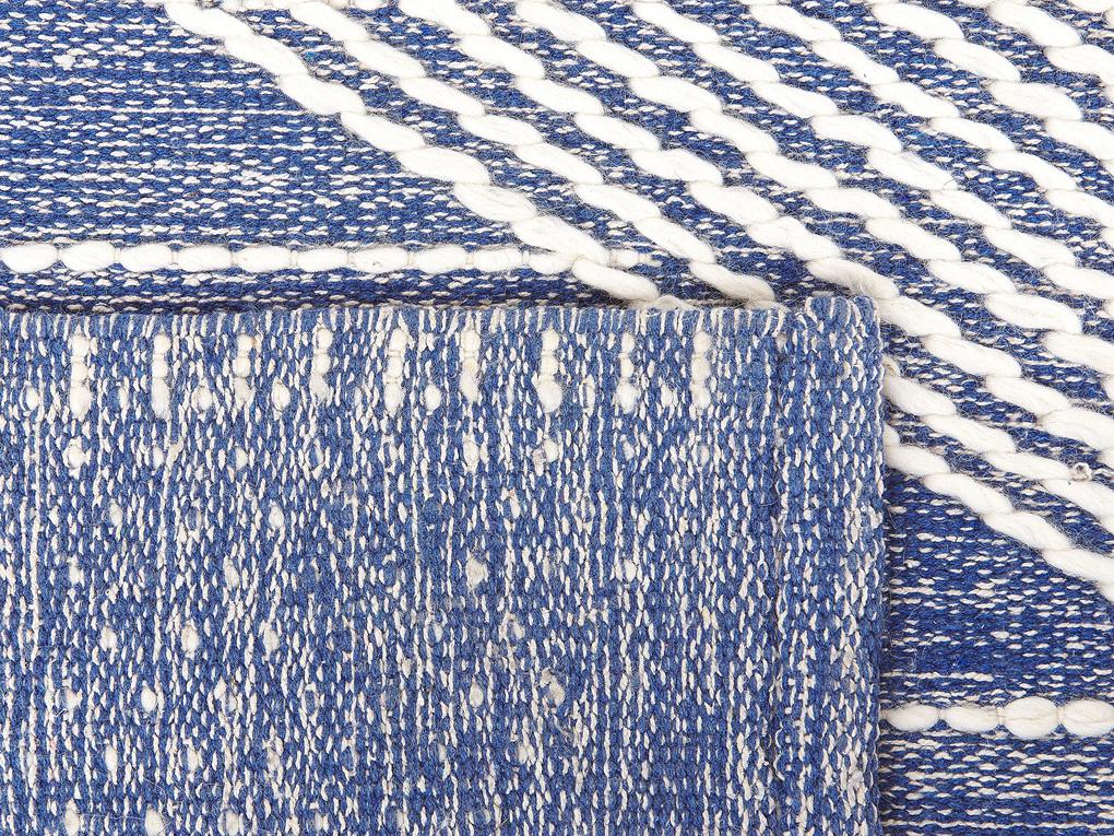 Vlněný koberec 160 x 230 cm světle béžový/modrý DATCA Beliani