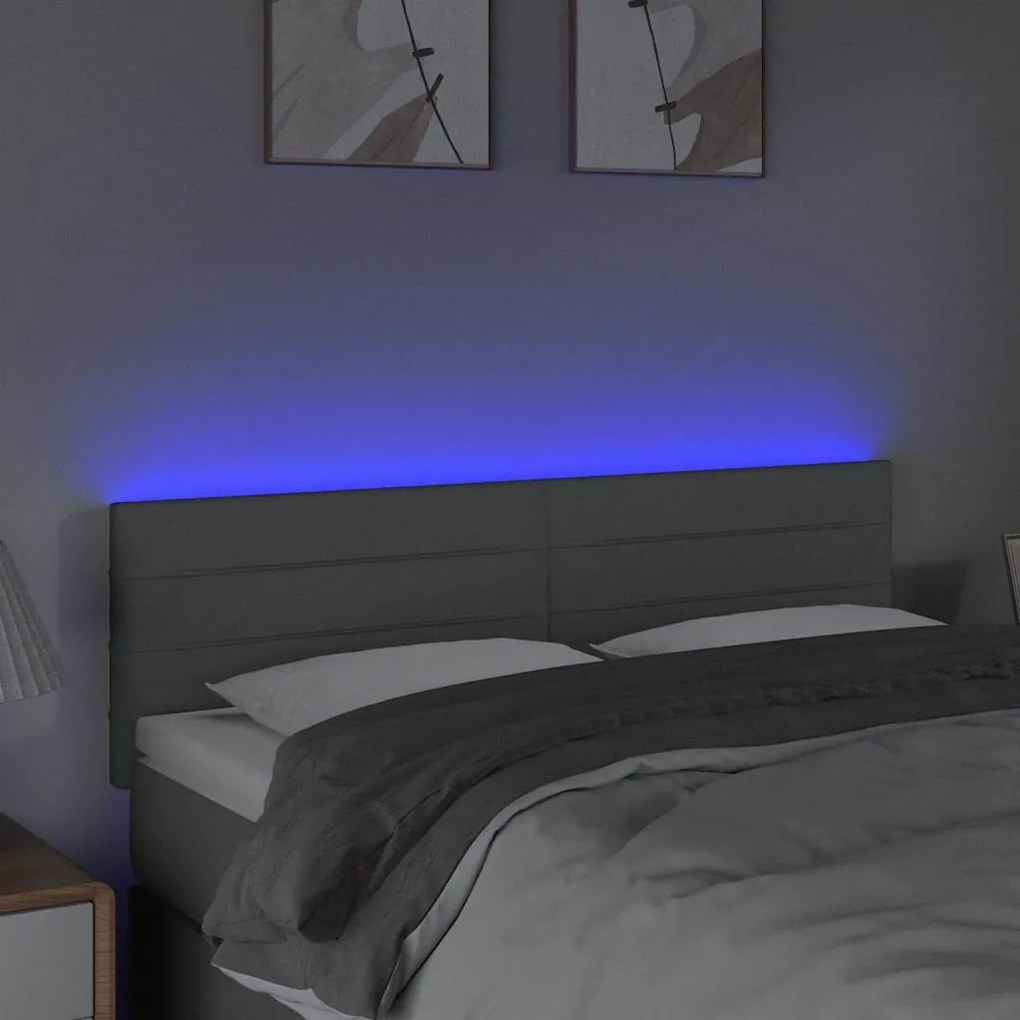 Čelo postele s LED světle šedé 144 x 5 x 78/88 cm textil 3121750