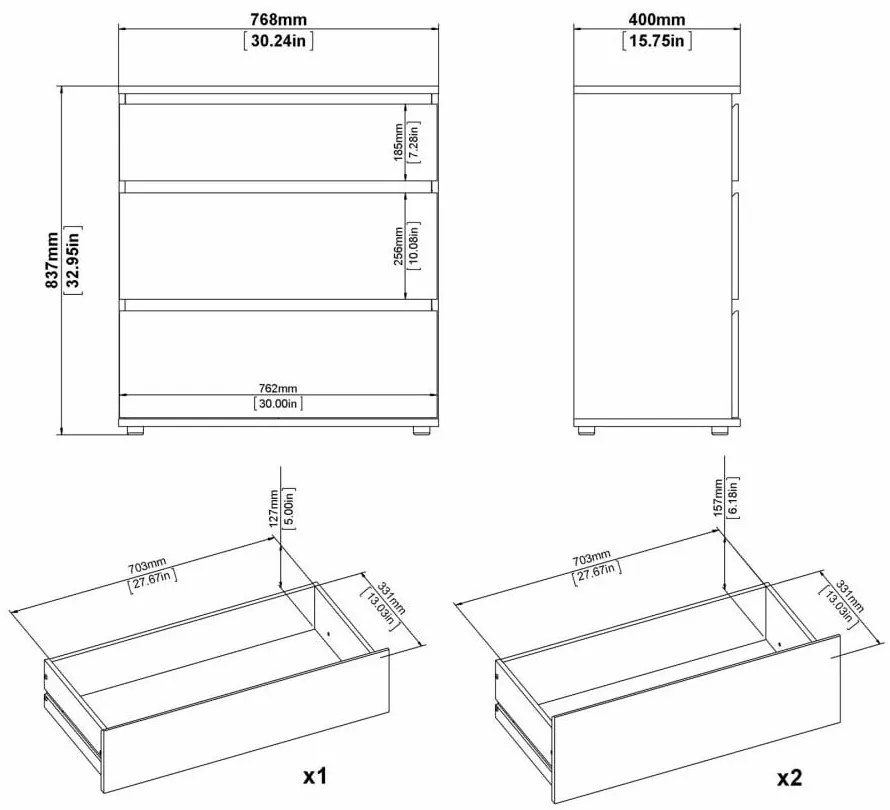 Bílá nízká komoda 77x84 cm Nova – Tvilum
