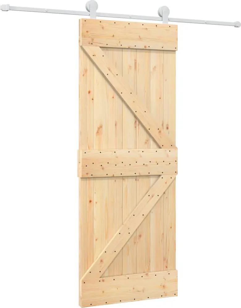 vidaXL Posuvné dveře s kováním 80 x 210 cm masivní borové dřevo [3203101]