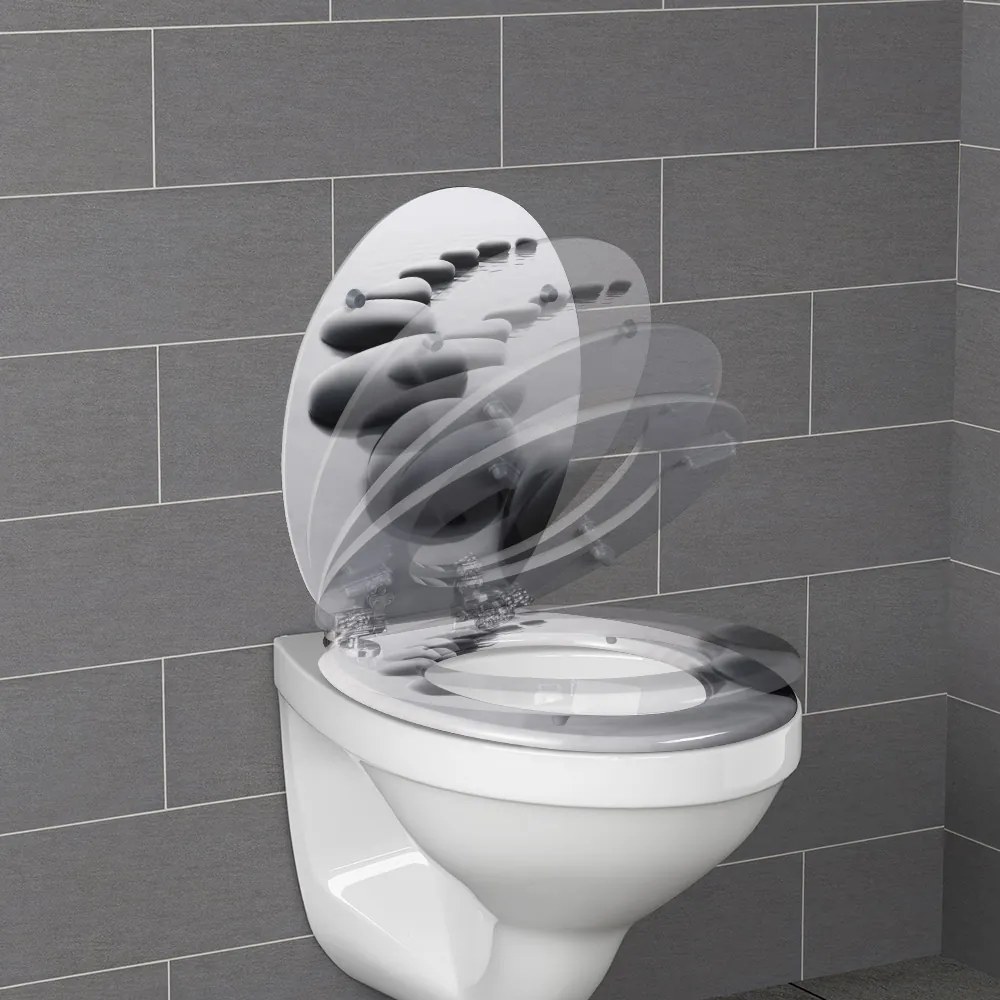 WC sedátko s automatickým spouštěním motiv kámen 109402
