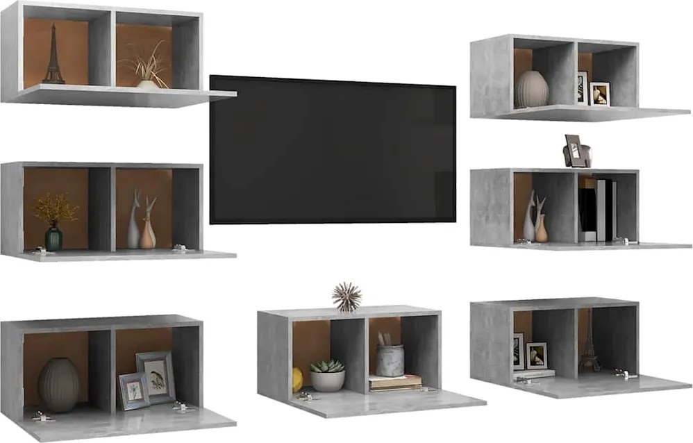 TV stolky 7 ks betonově šedé 30,5 x 30 x 60 cm dřevotříska 3079163