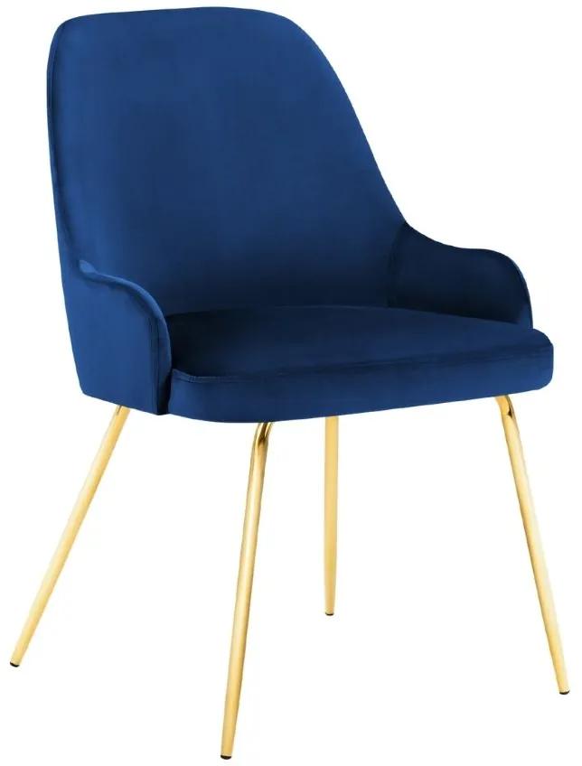 OnaDnes -20% Královsky modrá sametová jídelní židle MICADONI CADIZ