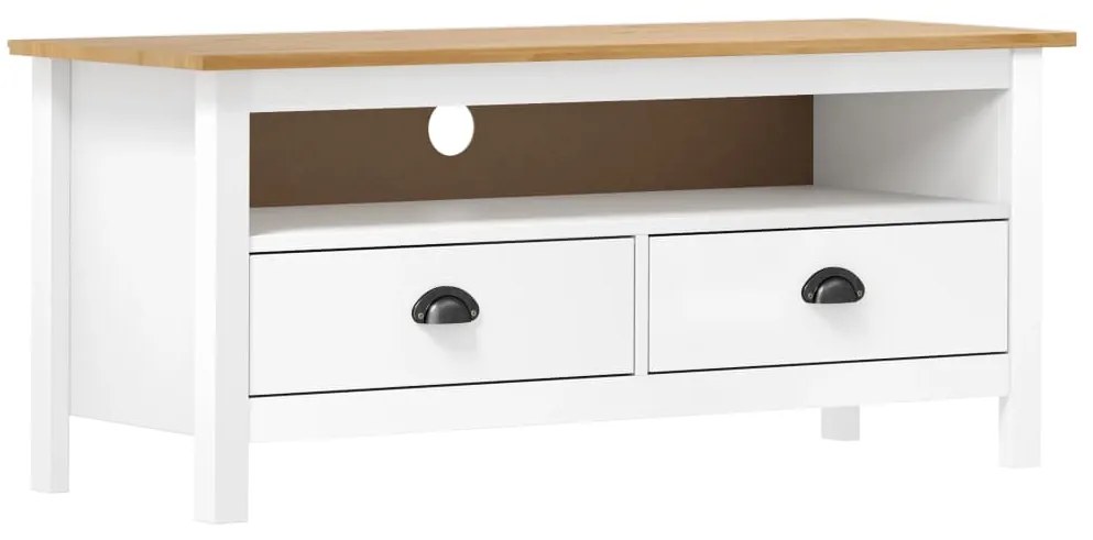 TV stolek Hill bílý 110 x 40 x 47 cm masivní borové dřevo 288926