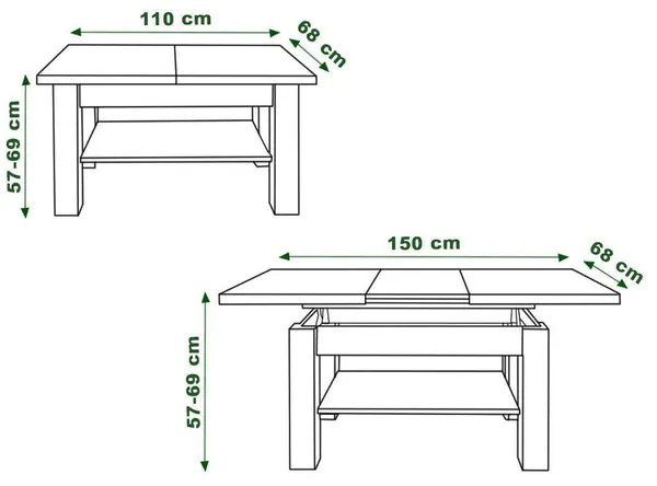 Konferenční stolek rozkládací Indra (dub sonoma)