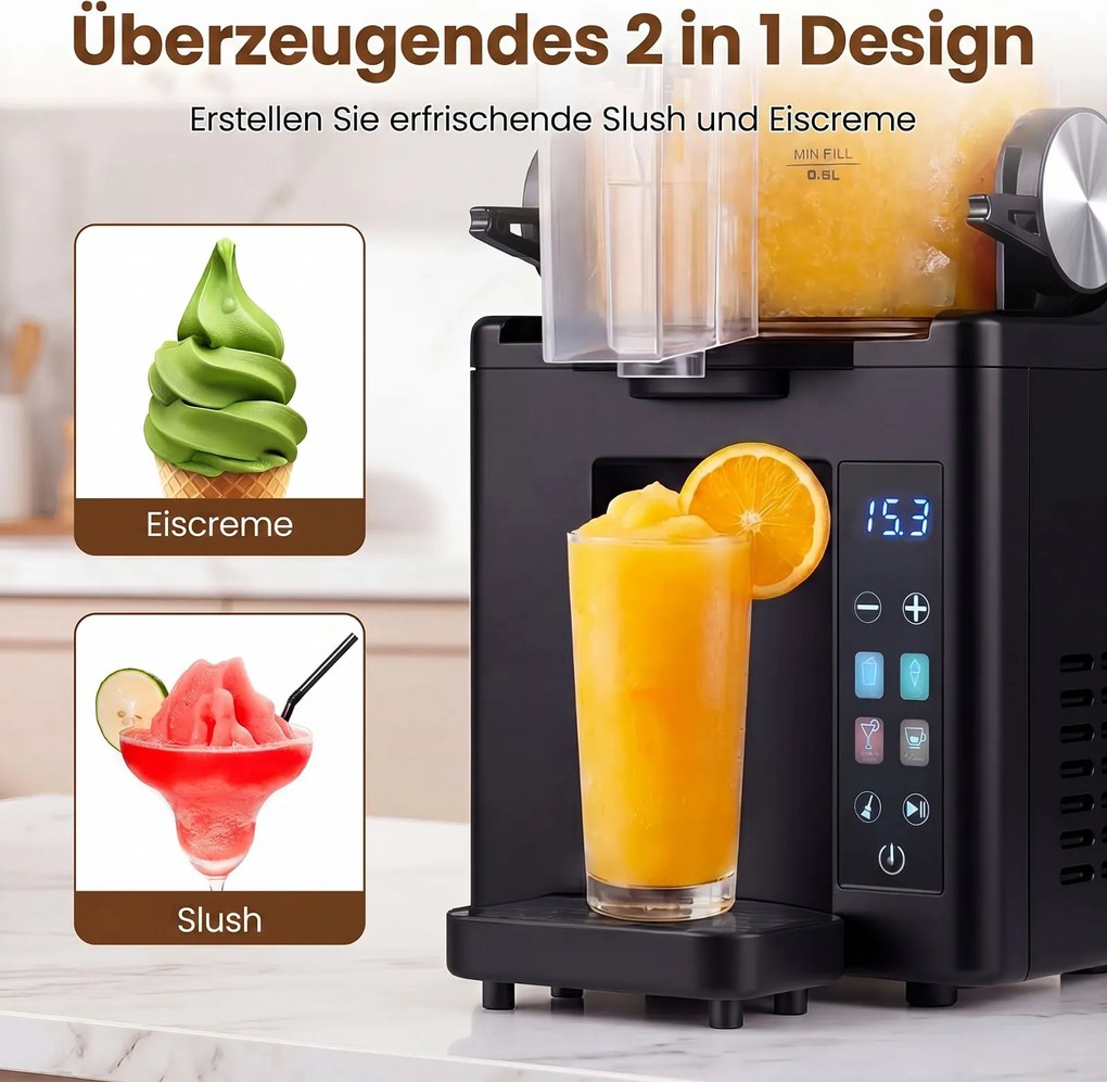 Costway 1,5 L Slush stroj s kompresorem Stroj Slushie s LED dotykovým ovládáním