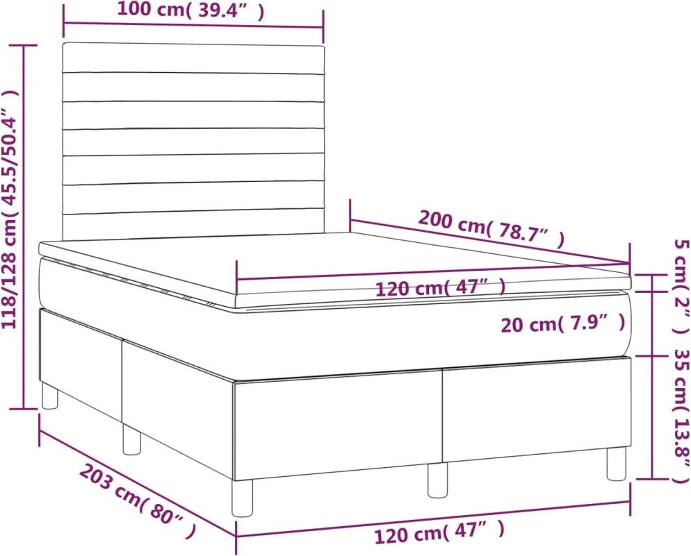 Box spring postel s matrací světle šedá 120 x 200 cm textil 3141841
