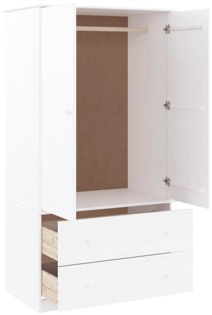 Šatní skříň ALTA bílá 90 x 55 x 170 cm masivní borové dřevo - Default Title