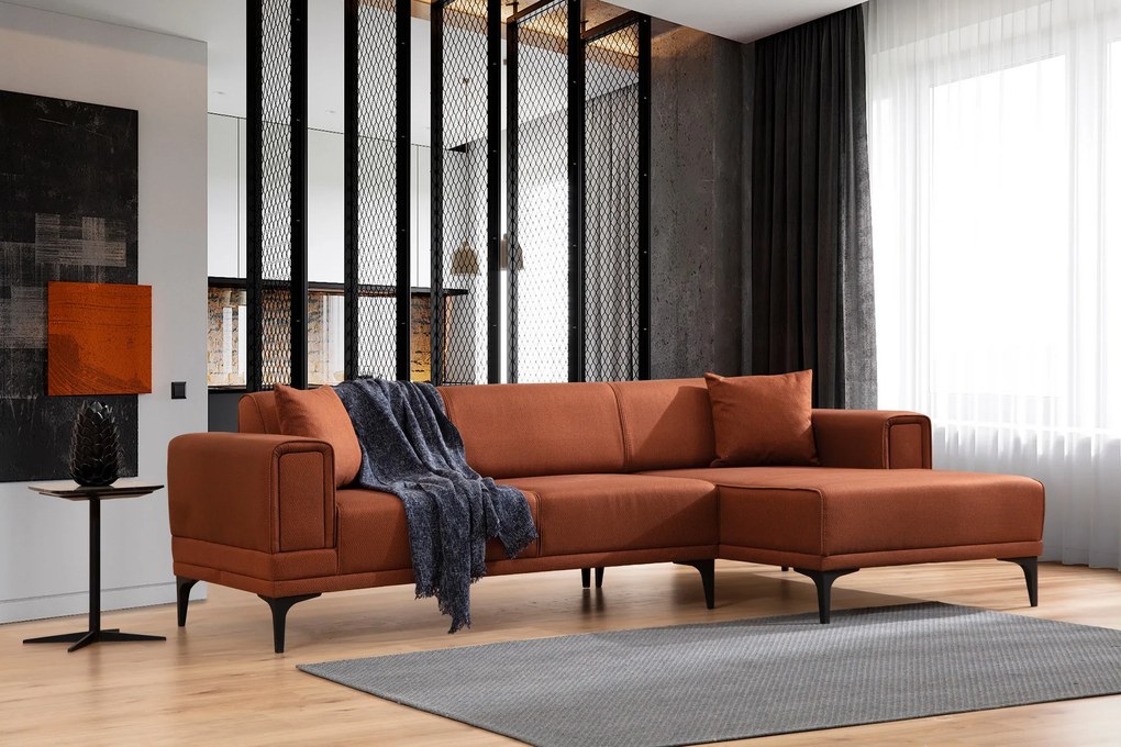 Hanah Home Rohová pohovka HORIZON červenooranžová pravá