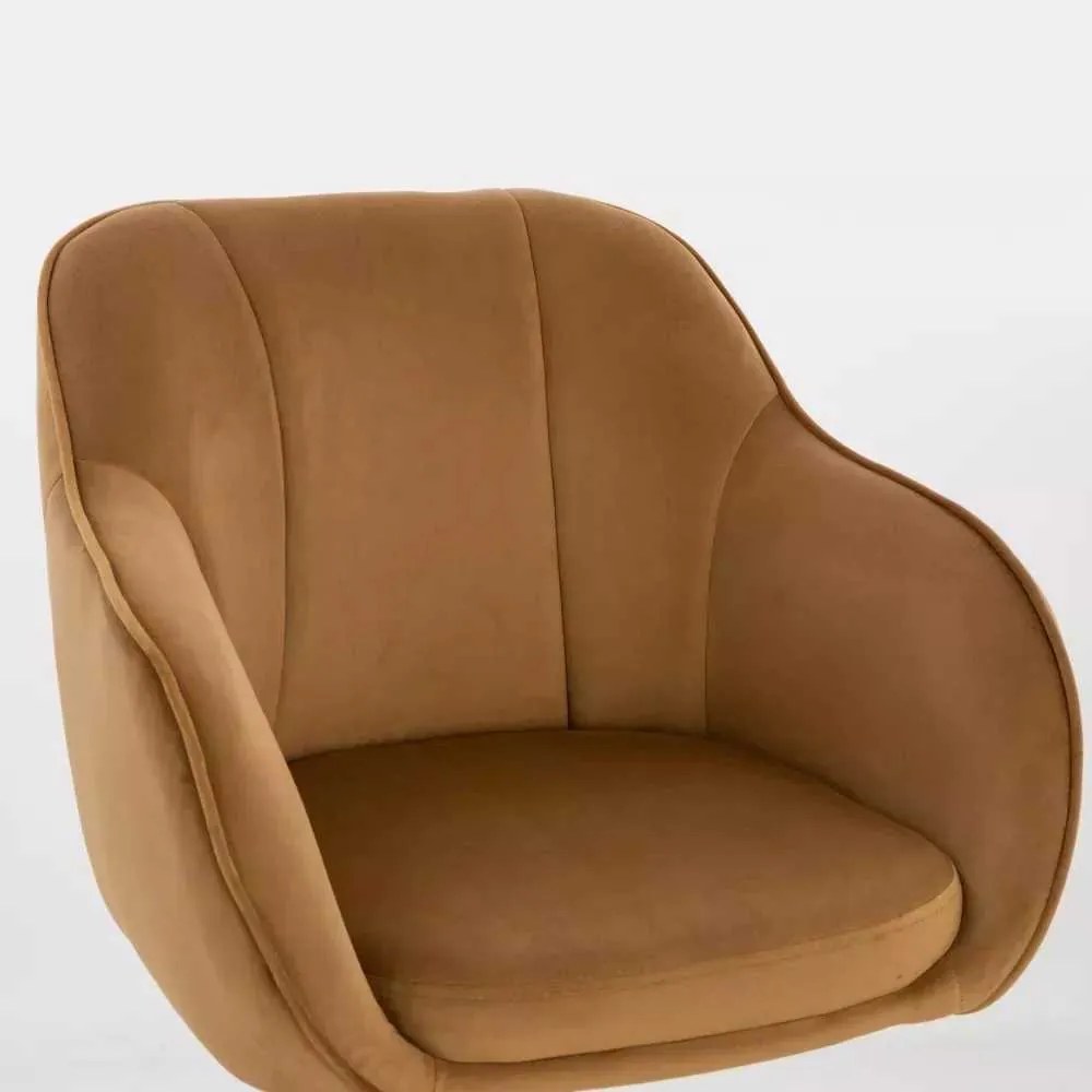 LuxuryForm DESIGN Barová židle AVOLA VELUR na černé kulaté podstavě - medová