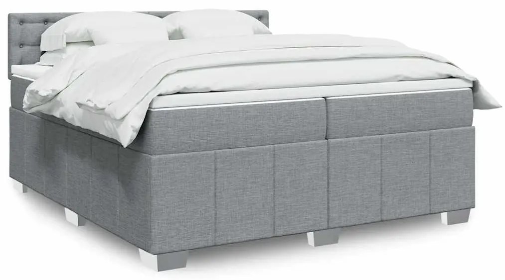 Box spring postel s matrací světle šedá 200 x 200 cm textil 3289489