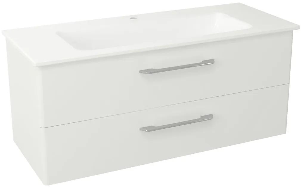 SAPHO - PURA umyvadlová skříňka, 2x zásuvka 117x50,5x48,5cm, bílá PR125