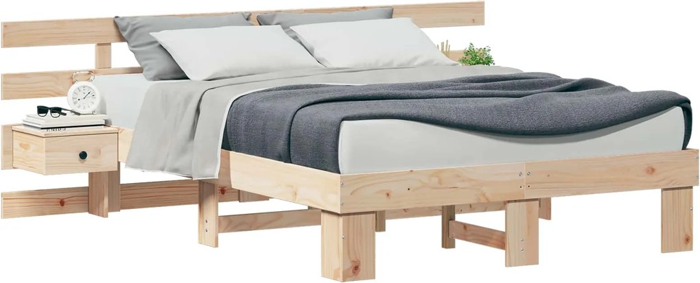 Rám postele s čelo Hnědá 120 x 200 cm Masivní borové dřevo 3385691
