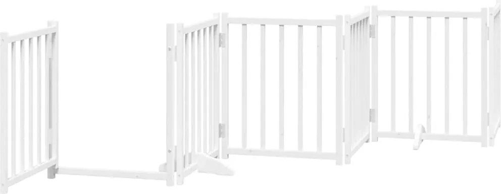 Zábrana pro psy s dvířky skládací 9 panelů bílá 450 cm topol 3155703