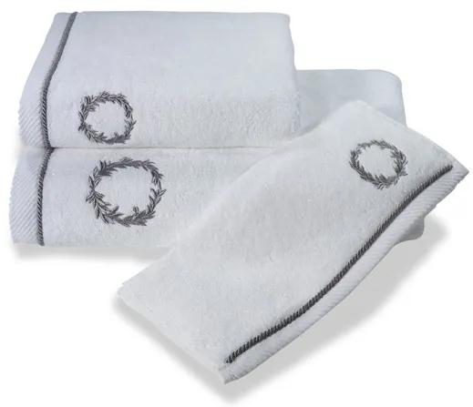 Malý ručník SEHZADE 32x50 cm - Bílá / stříbrná výšivka, Soft Cotton