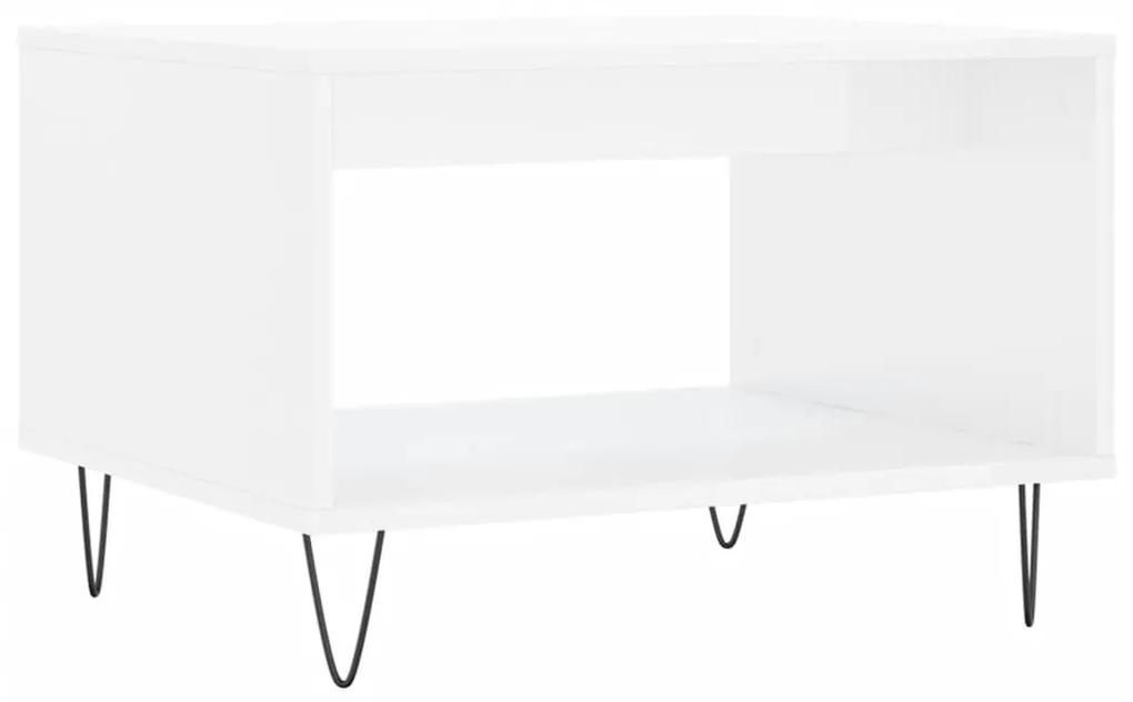 Konferenční stolek lesklý bílý 60x50x40 cm kompozitní dřevo - Default Title