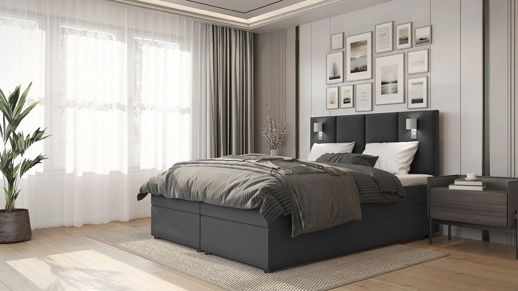 SFAB Kontinentální čalouněná postel PARMA (140x200 cm) Barva látky: Černá (Inari 100)