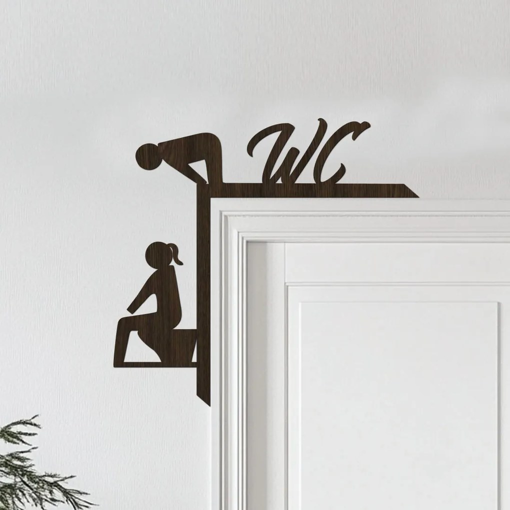 dřevo života Dřevěná cedulka na roh dveří - WC Zvolte rozměr (cm): 20x18, Zvolte barvu dekoru: Horský dub