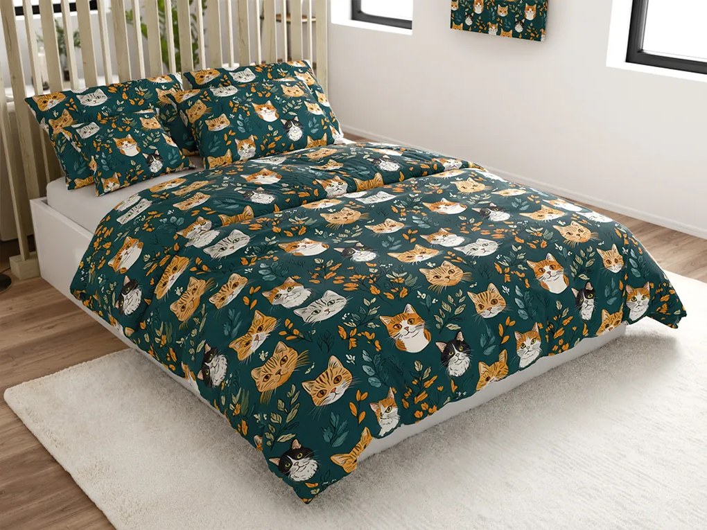 Polybavlněné povlečení CATTAMI POLY tmavě zelené Rozměr povlečení: 70 x 90 cm | 140 x 200 cm