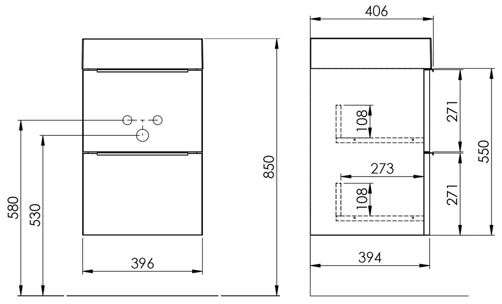 Sapho Emona koupelnová skříňka pod umyvadlo 39,4 x 55 x 39 cm bílá lesk EM040-3030