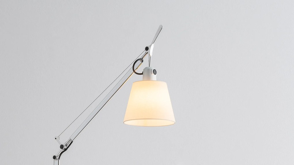 Artemide Tolomeo Basculante 180 Lettura, stojací lampa s vypínačem, pergamenové stínítko, 1x8W LED E27, výška 108+87cm