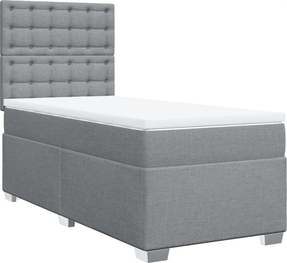 Box spring postel s matrací světle šedá 80 x 200 cm textil 3292629