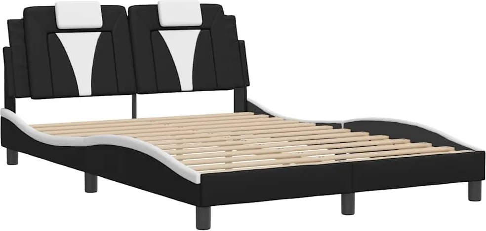 Rám postele Viana bez matrace černý a bílý 140 x 200 cm umělá kůže 3208101