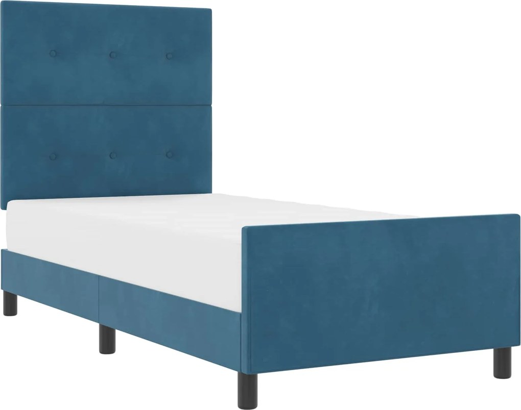 Postel s boxspringem s čelo Tmavě modrá 90 x 200 cm samet 3344919