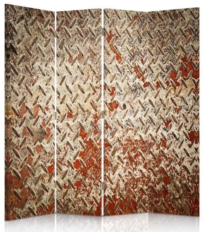 Ozdobný paraván Rezavý plech - 145x170 cm, čtyřdílný, klasický paraván